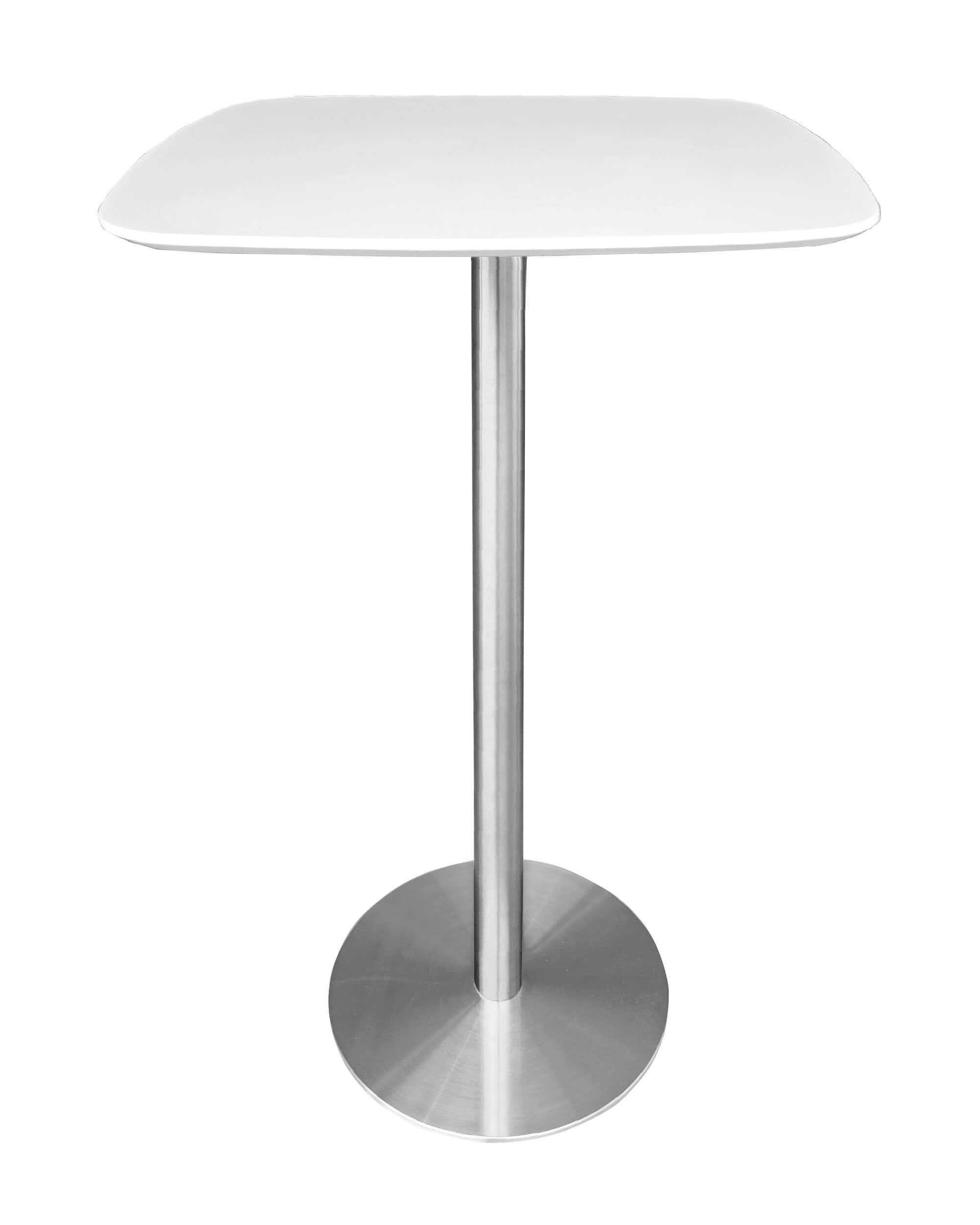 Valo Bar Table - Silver & Squarish Top - White - Events Partner