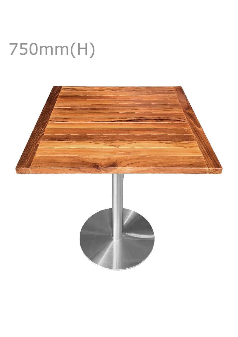 Valo Meeting Table - Silver & Square Top - Teak Wood - Events Partner