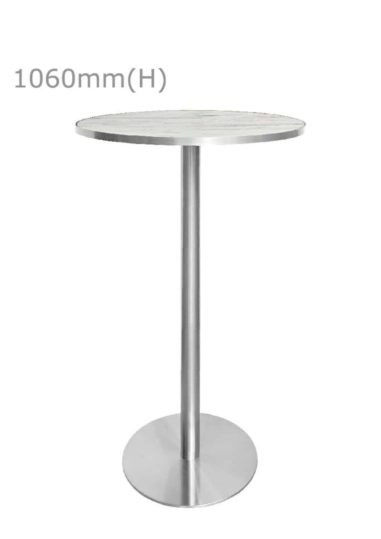 Luxco™ Atelier Round Bar Table - Silver & Bianco White - Events Partner