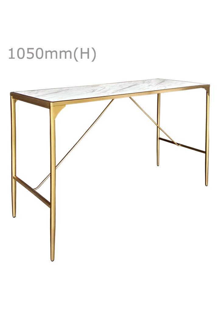 Luxco™ Atelier Long Bar Table - Gold & Bianco White - Events Partner